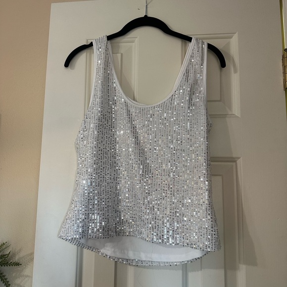 Tops | Silver Sequin Womens Top | Poshmark
